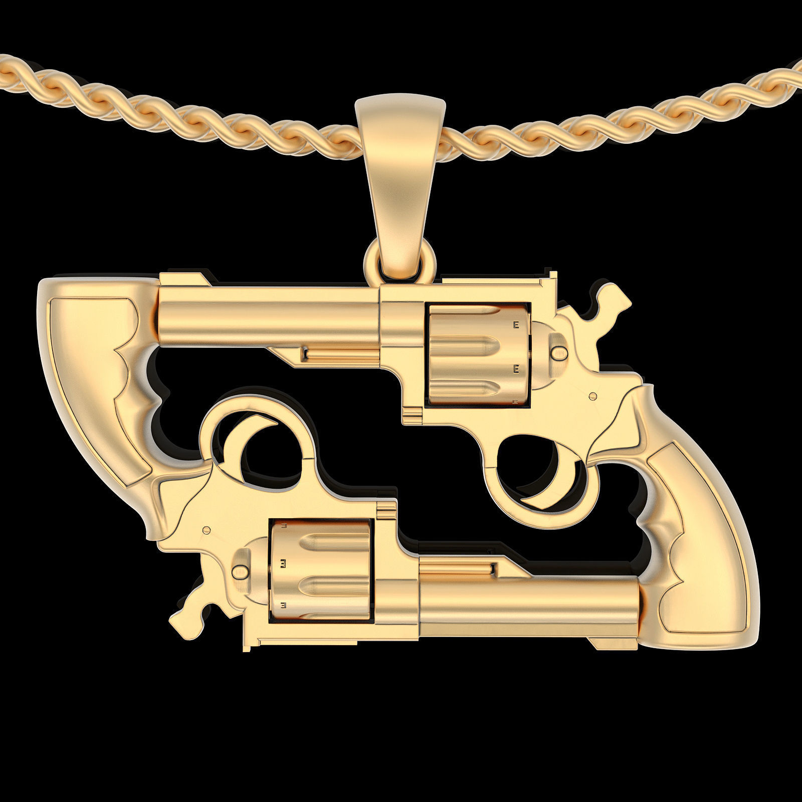 Two gun Revolver pendant silver gold jewelry 3D printable model 3D ...