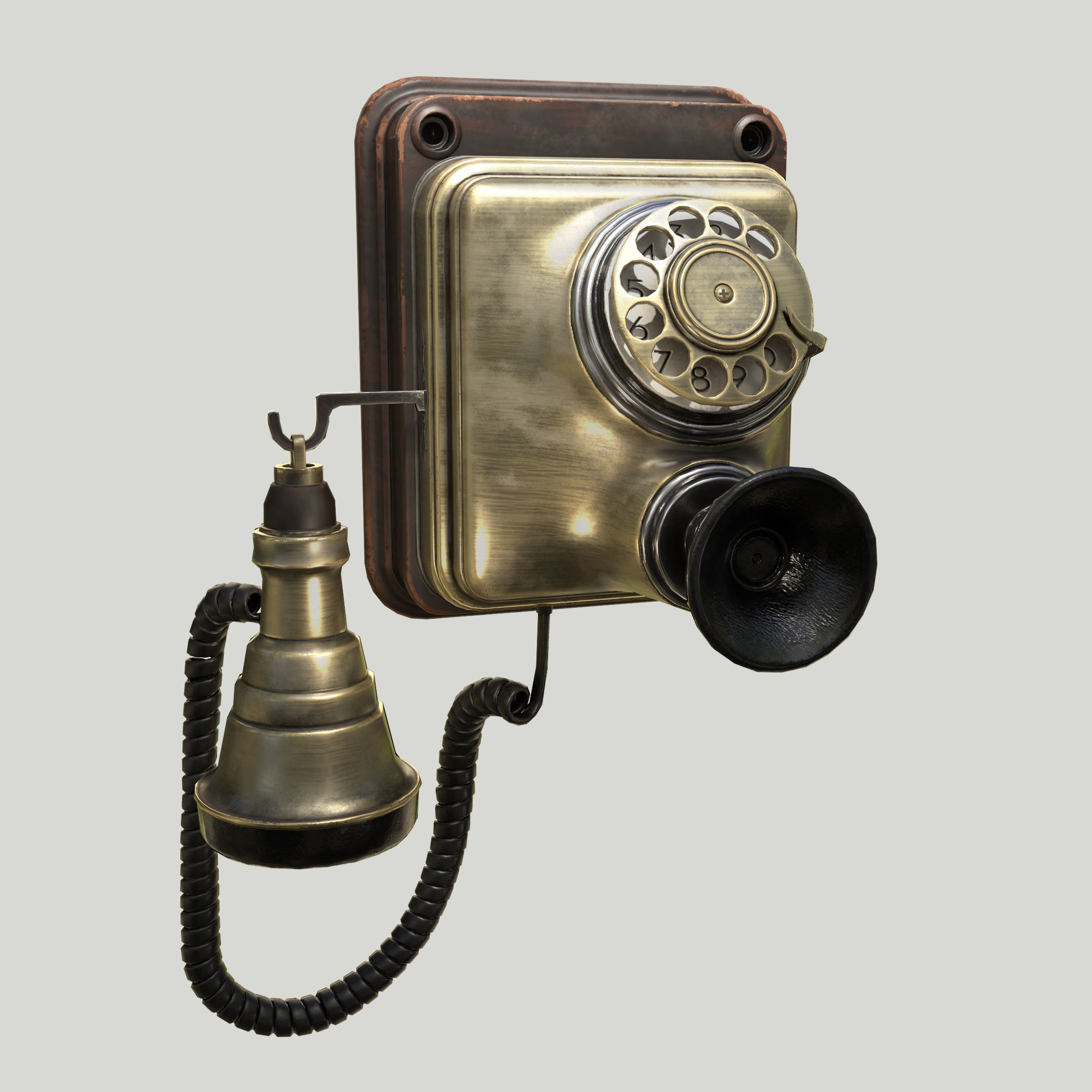 3D model Vintage wall telephone VR / AR / low-poly | CGTrader