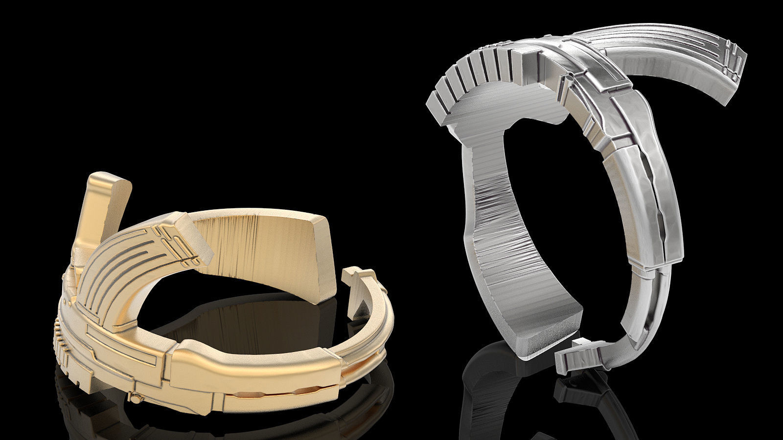 Gun AK47 ring silver gold printable jewelry 3D model 3D model 3D ...