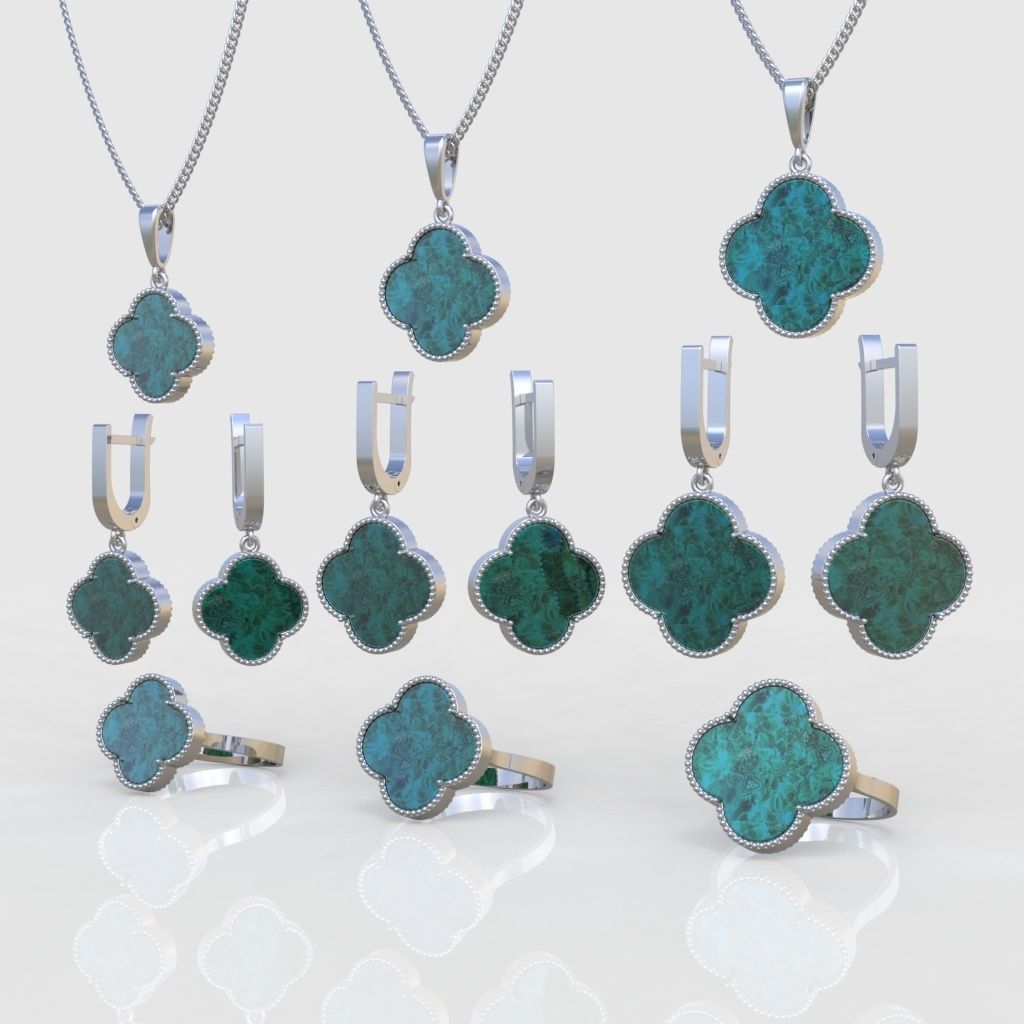 Ring Earring and Pendant Set 3D printable model 0047 3D Model Collection | CGTrader