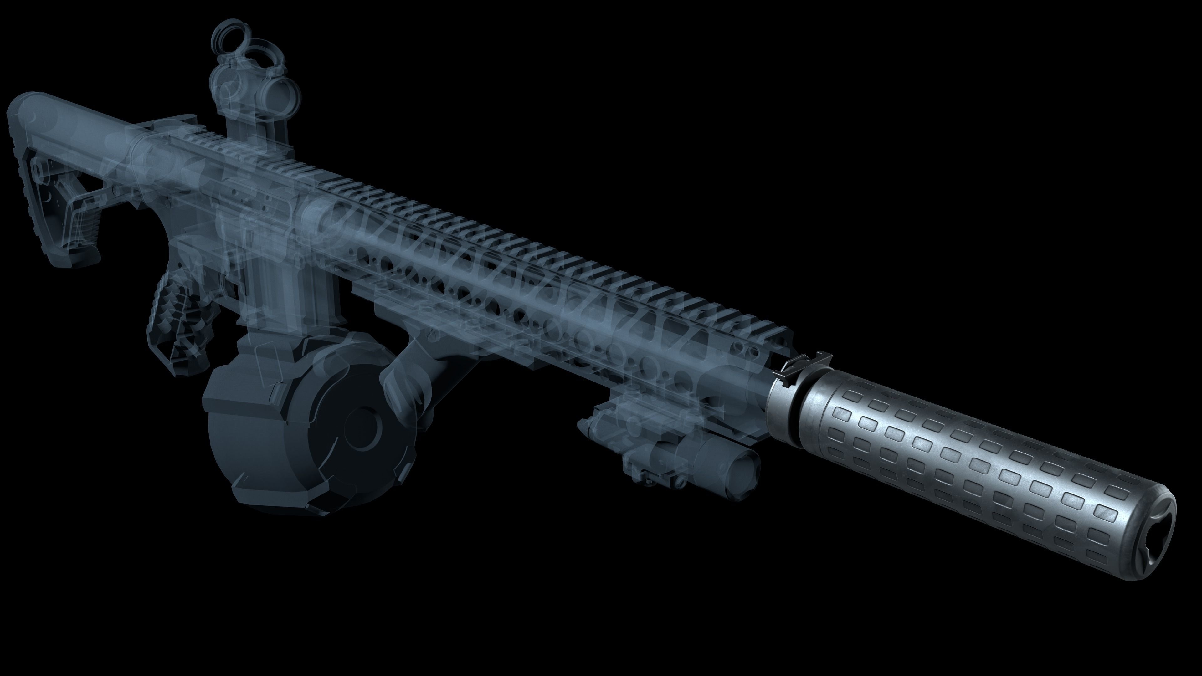3D model AR-15 Griffin Armament M4SD II silencer VR / AR / low-poly ...