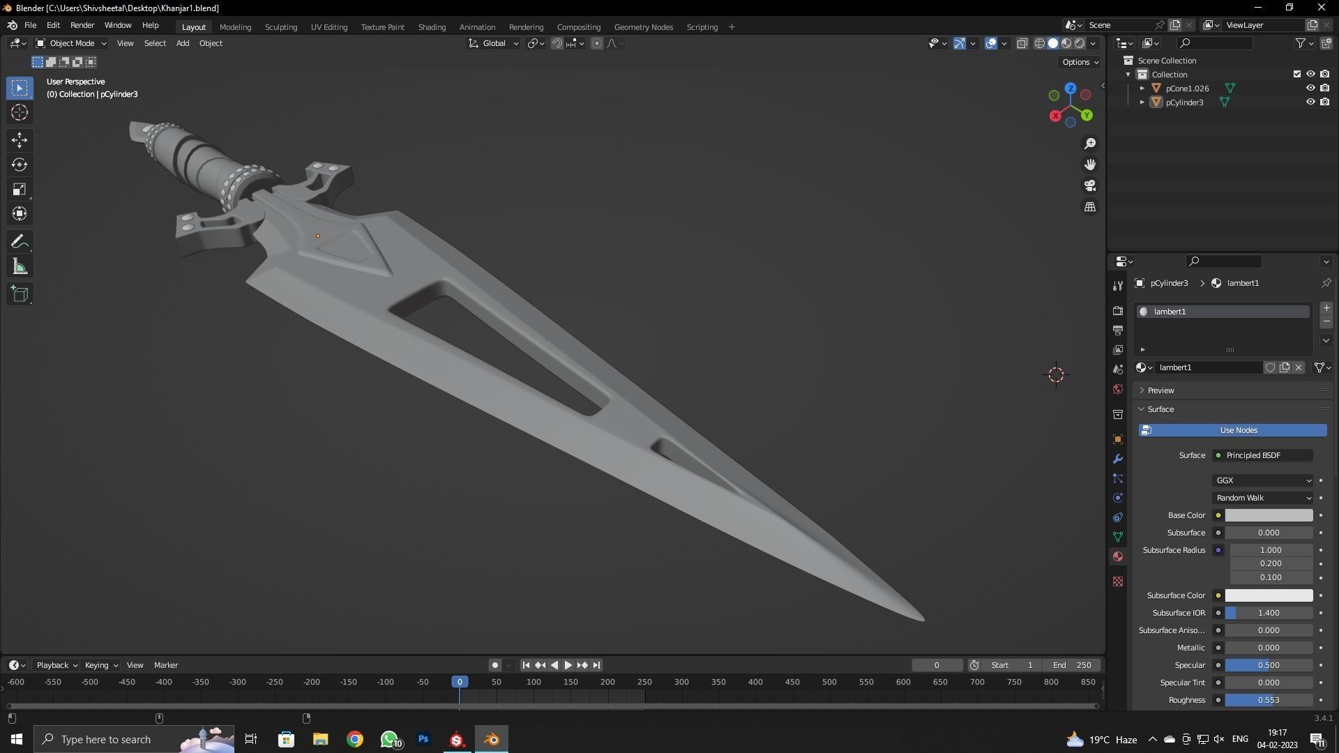 Dagger sword with light 3D model | CGTrader