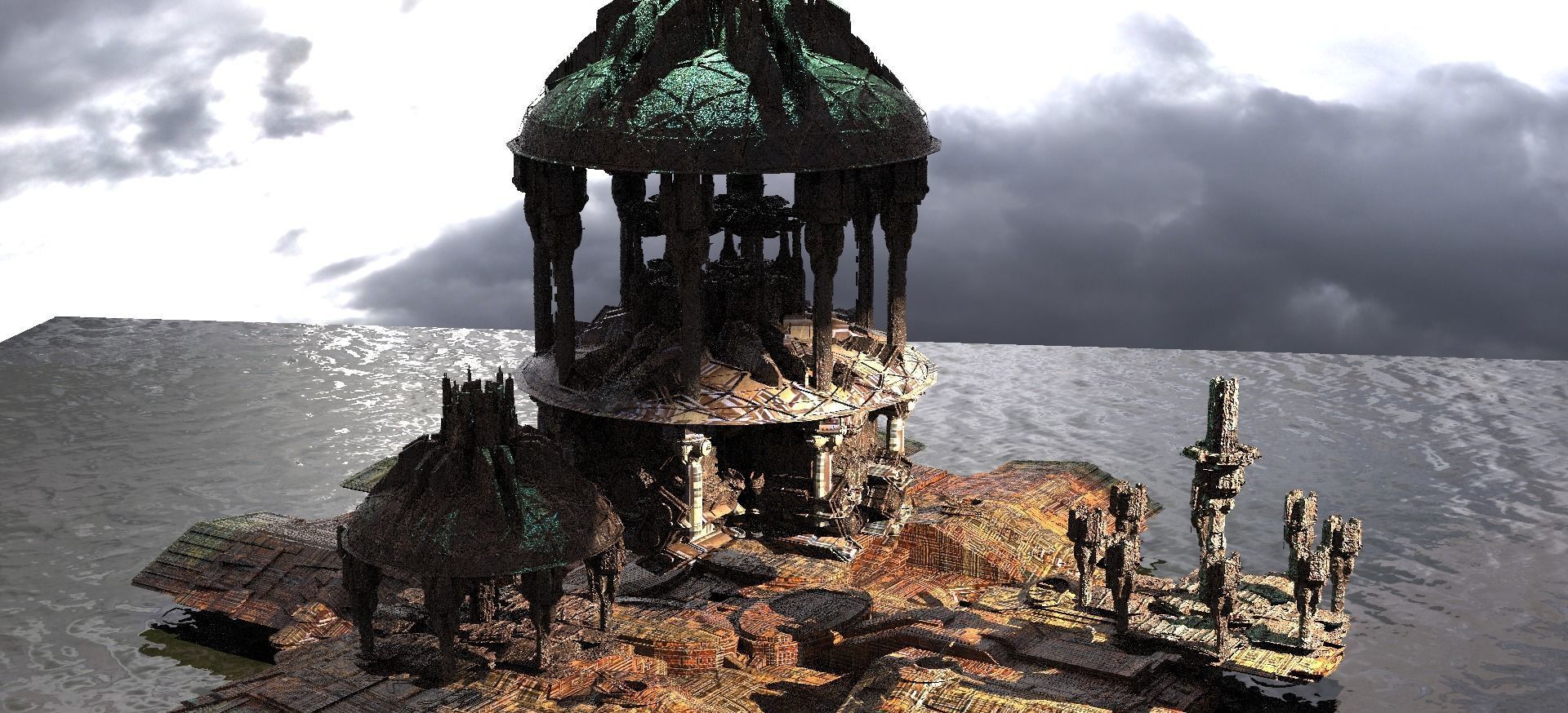 Dark Elven Sci-Fi City Domes Bases 2 Kitbash 3D model | CGTrader