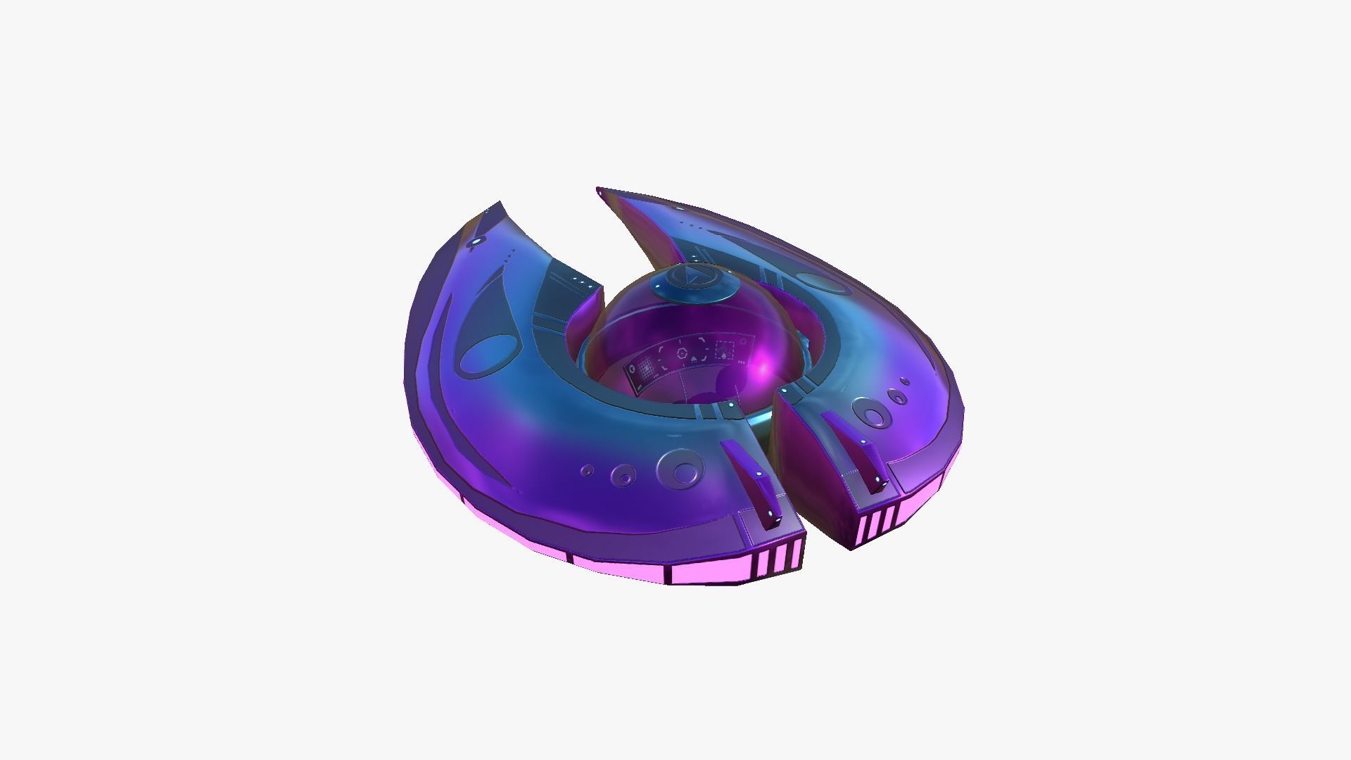 3D model Alien Spaceship UFO I04 Purple Blue - Sci Fi Spacecraft Design ...
