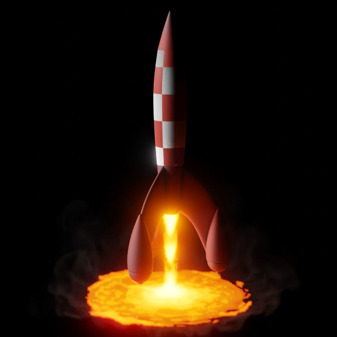 Tintin rocket on moon 3D model animated | CGTrader