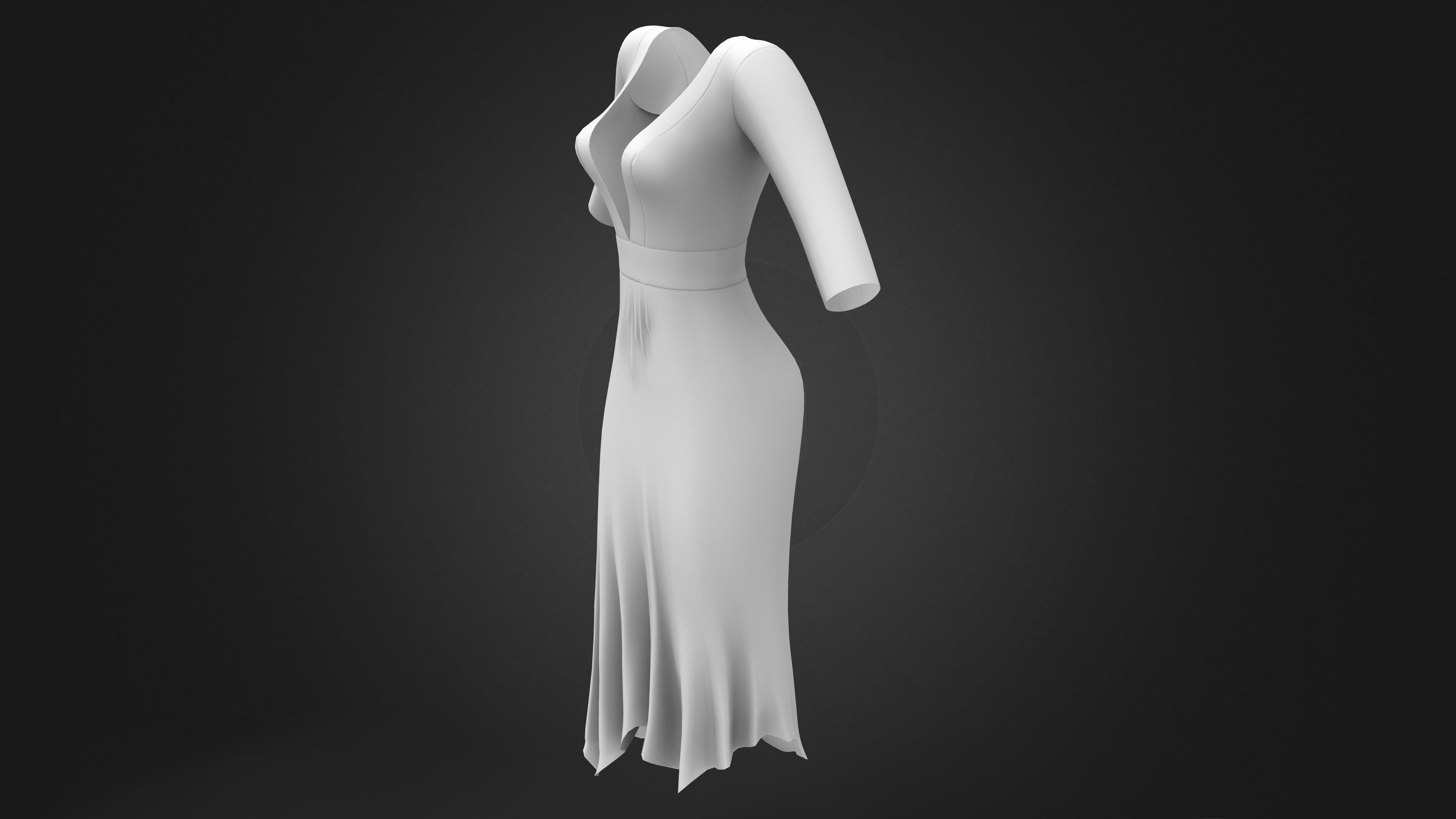 3D model Retro Black Lace Effect Wiggle Dress VR / AR / low-poly | CGTrader