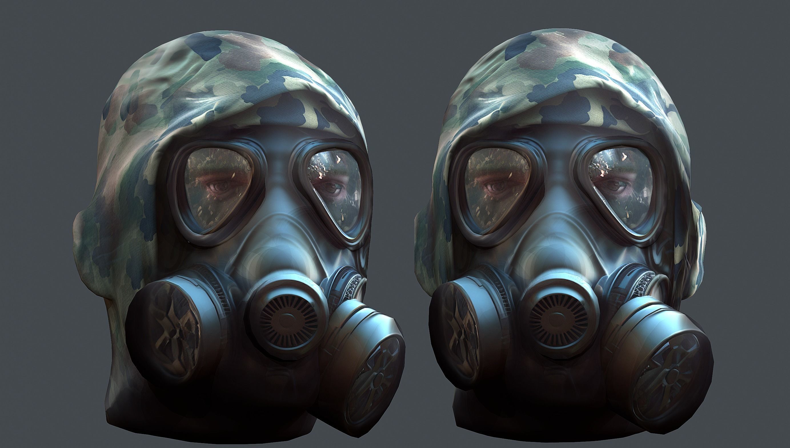 3D model Gas mask helmet 3d model military combat fantasy VR / AR / low ...