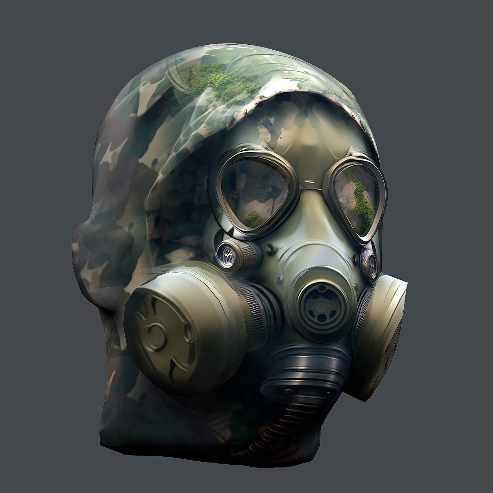 3D model Gas mask helmet 3d model military combat VR / AR / low-poly ...