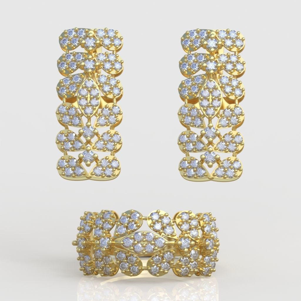 Ring and Earring Set 3D printable model 0068 3D Model Collection | CGTrader