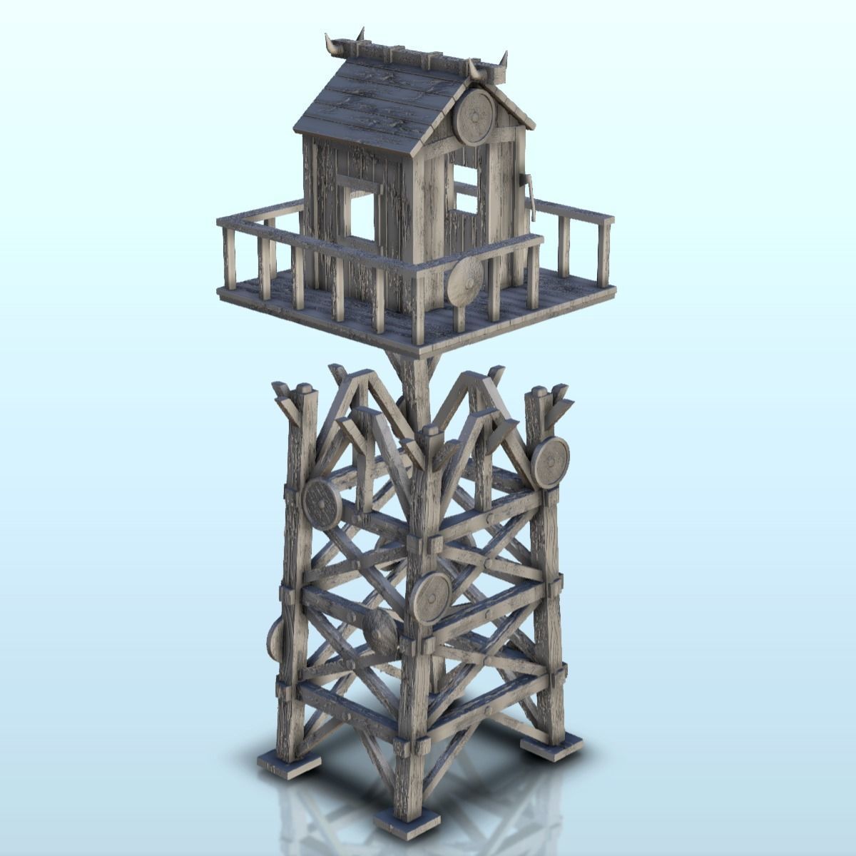 Wooden watchtower with guardhouse 11 3D model 3D printable | CGTrader