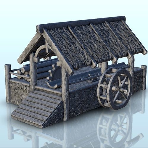 Wood cutting water mill 10 3D model 3D printable | CGTrader
