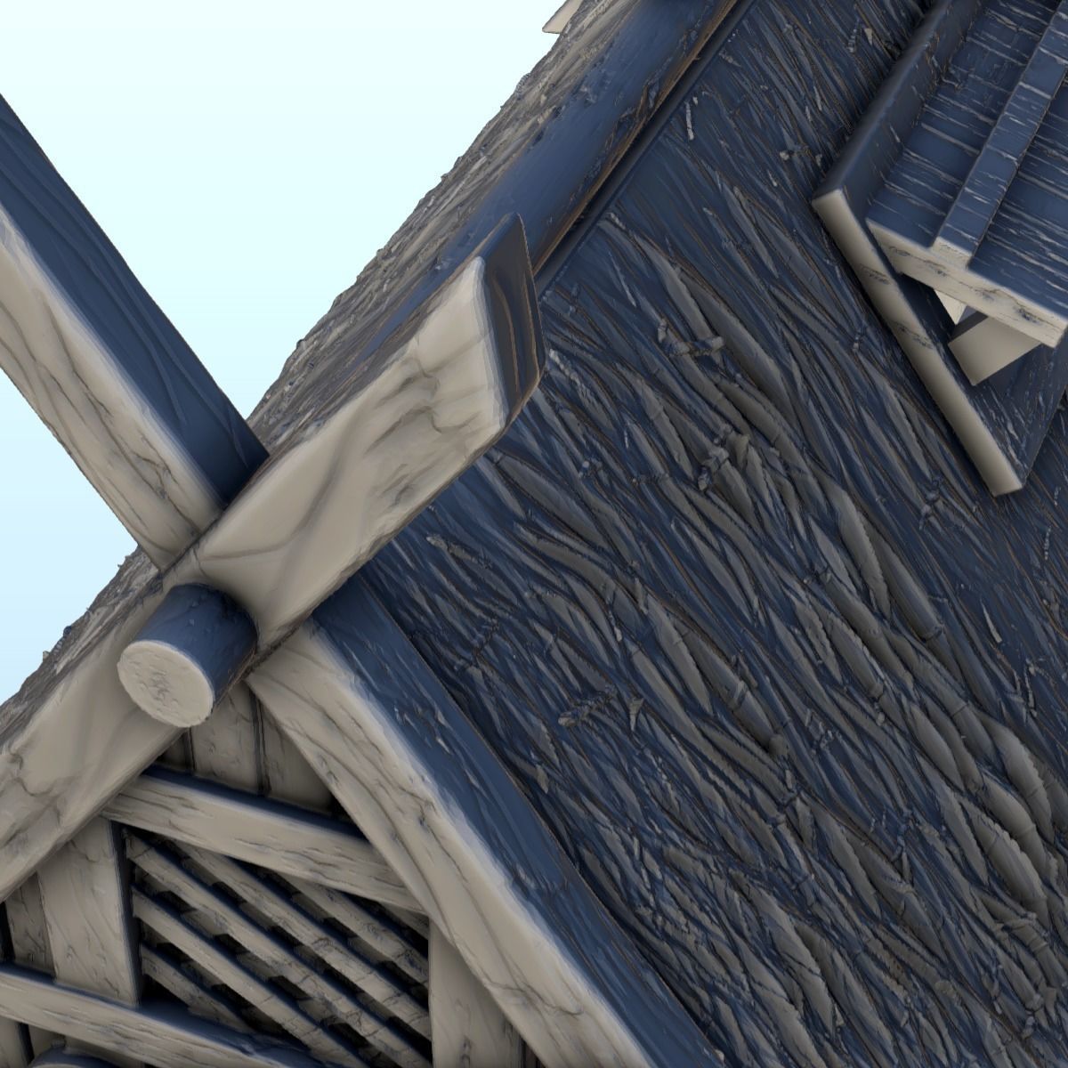 Viking building with large thatched roof and roof window 8 3D model 3D ...