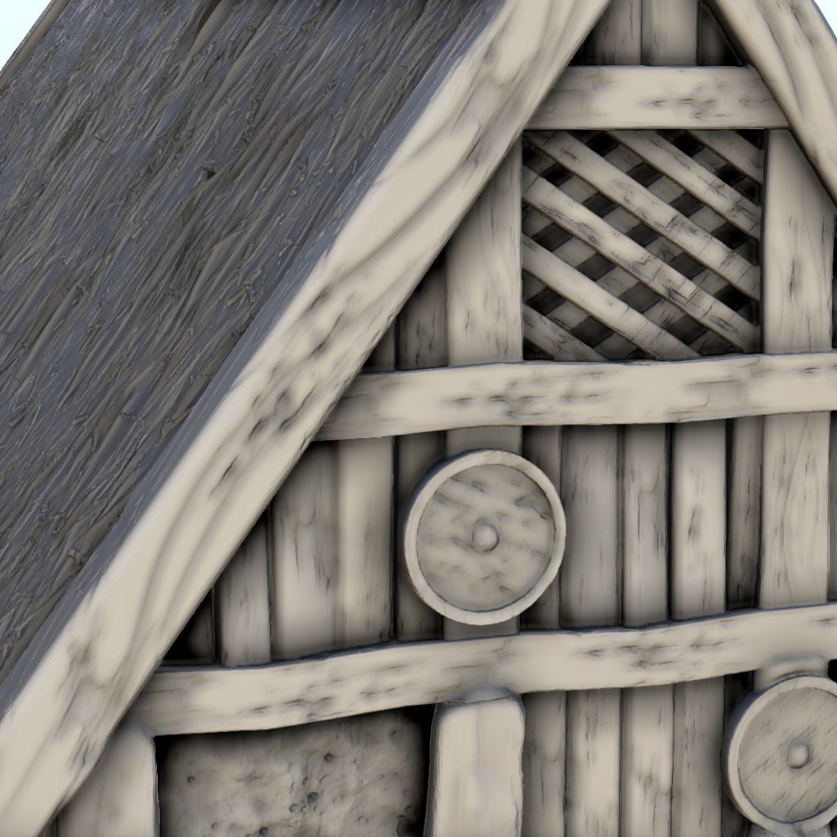 Viking building with large thatched roof and roof window 8 3D model 3D ...