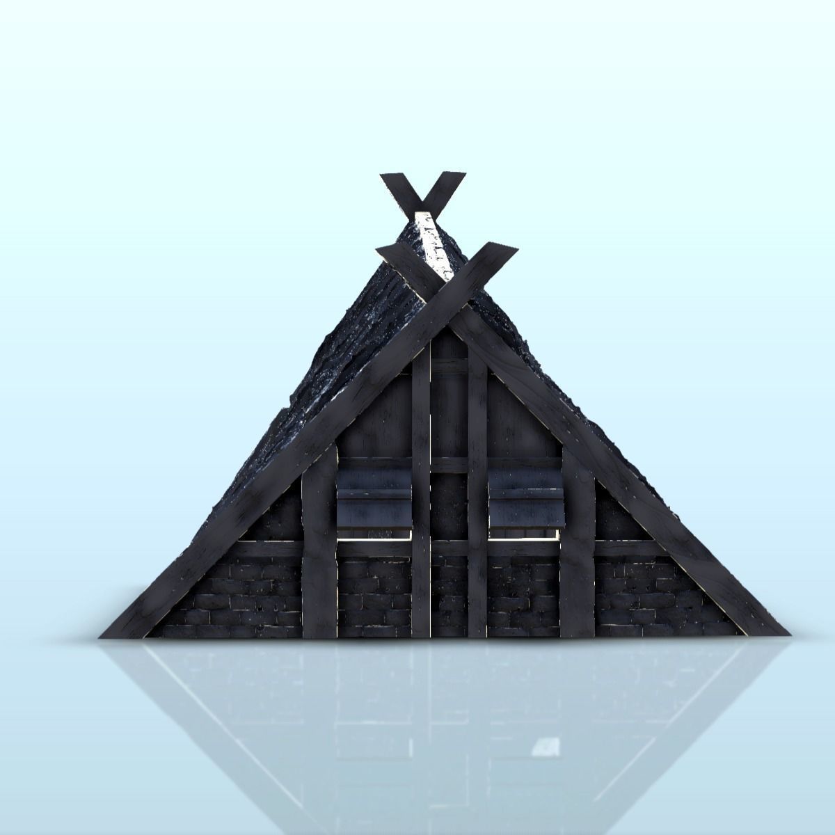 Viking building with bevelled roof and wooden column 6 3D model 3D ...