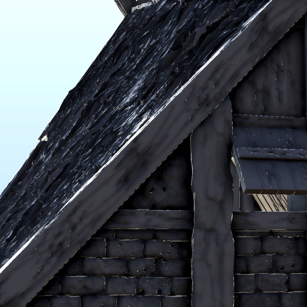 Viking building with bevelled roof and wooden column 6 3D model 3D ...