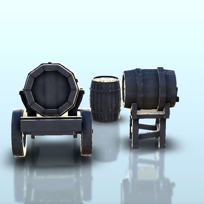 Set of medieval barrels 1 - Medieval Gothic Feudal Old Archaic 3D model ...
