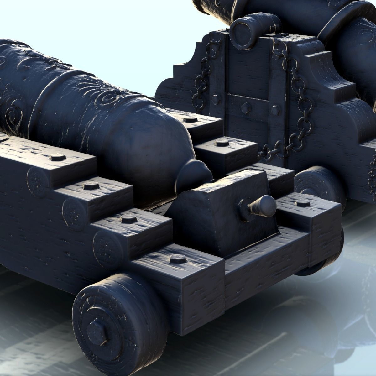 Set of 2 powder guns 1 - Medieval Gothic Feudal Old Archaic 3D model 3D ...