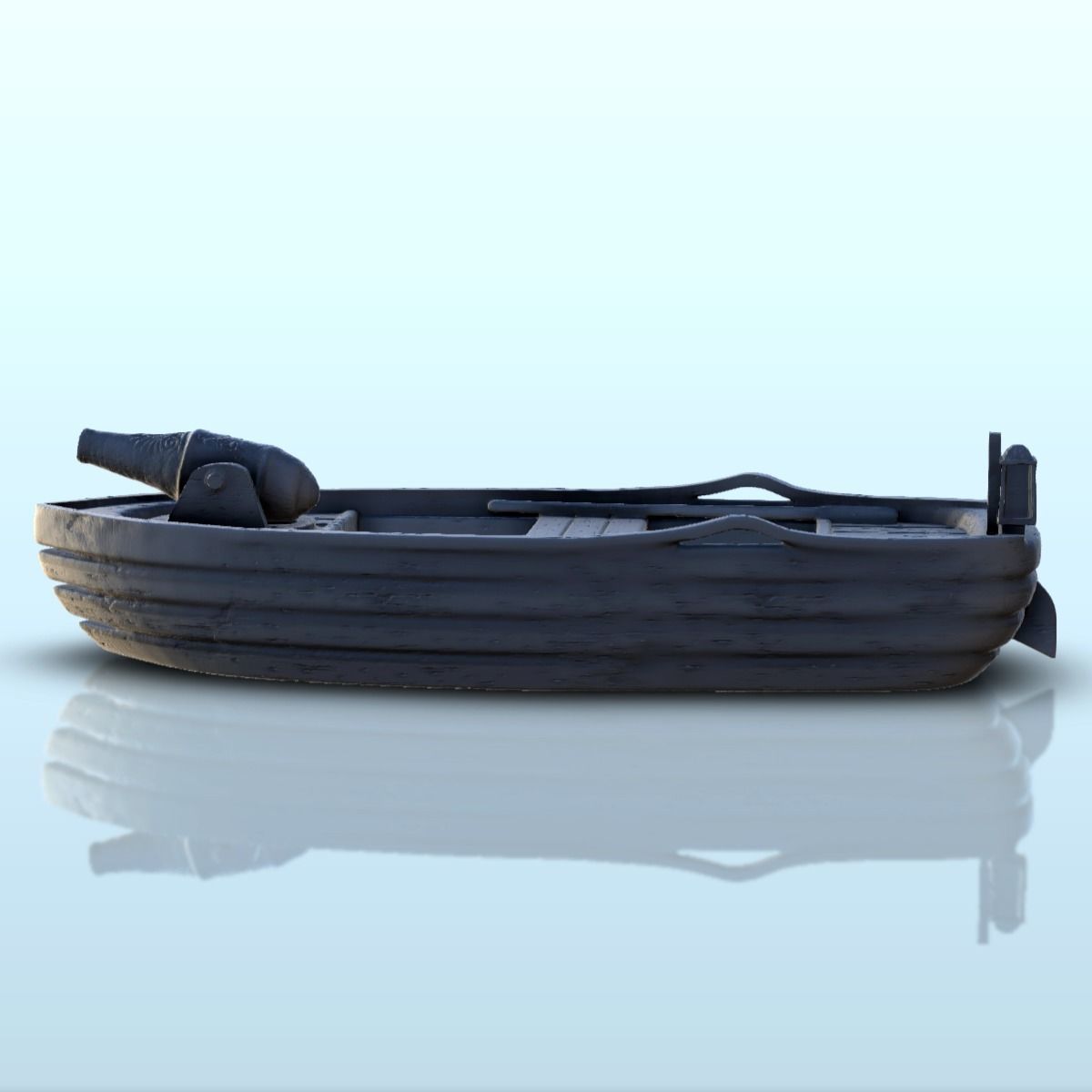 Paddle boat with powder cannon 1 - Medieval Gothic Feudal Old 3D model ...