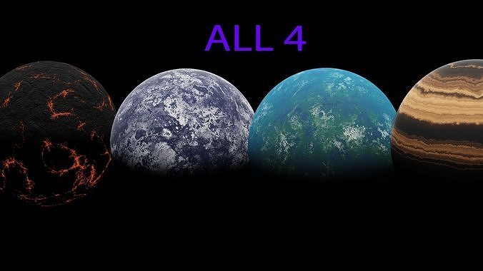 4 Planets Pack 3D model | CGTrader