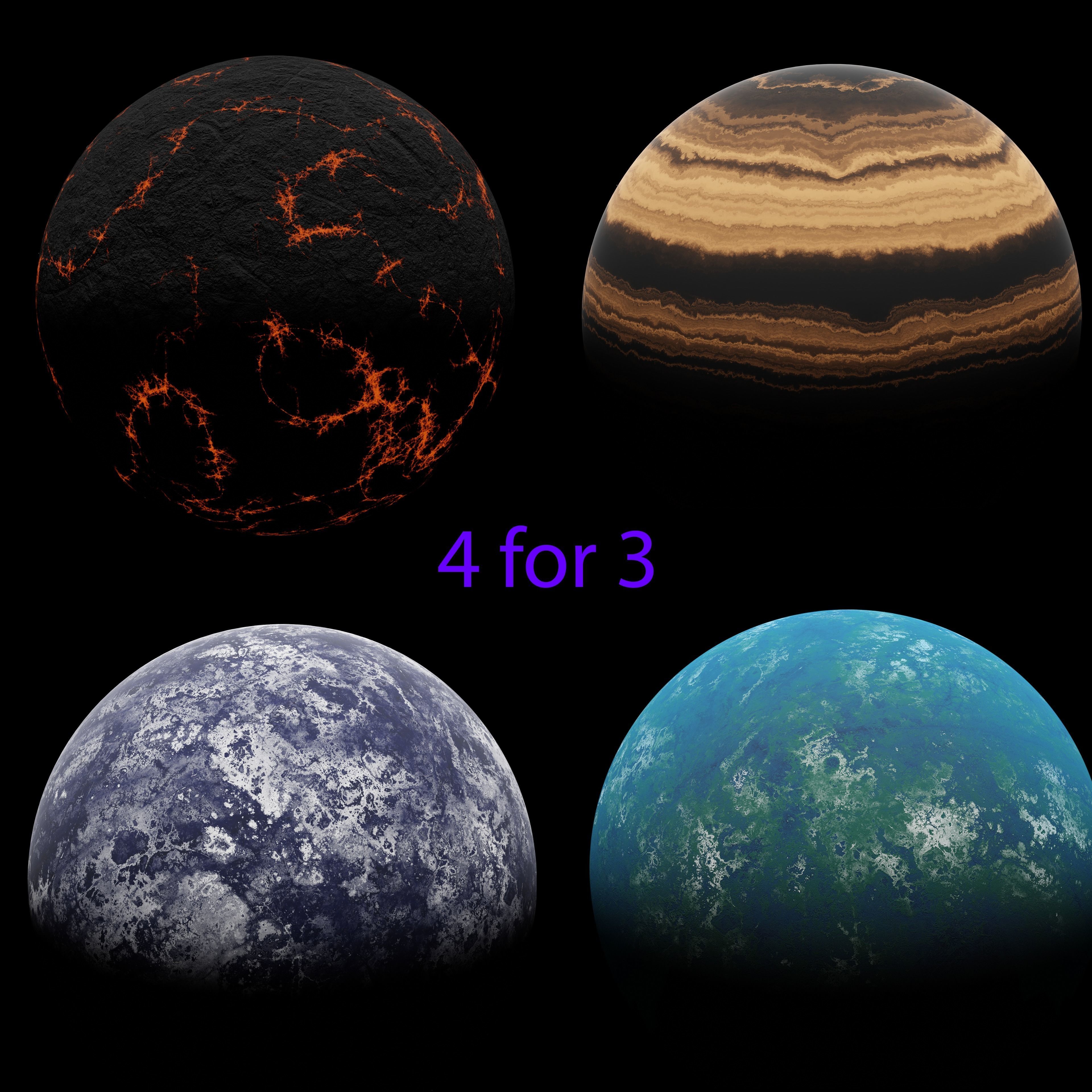 4 Planets Pack 3D model | CGTrader