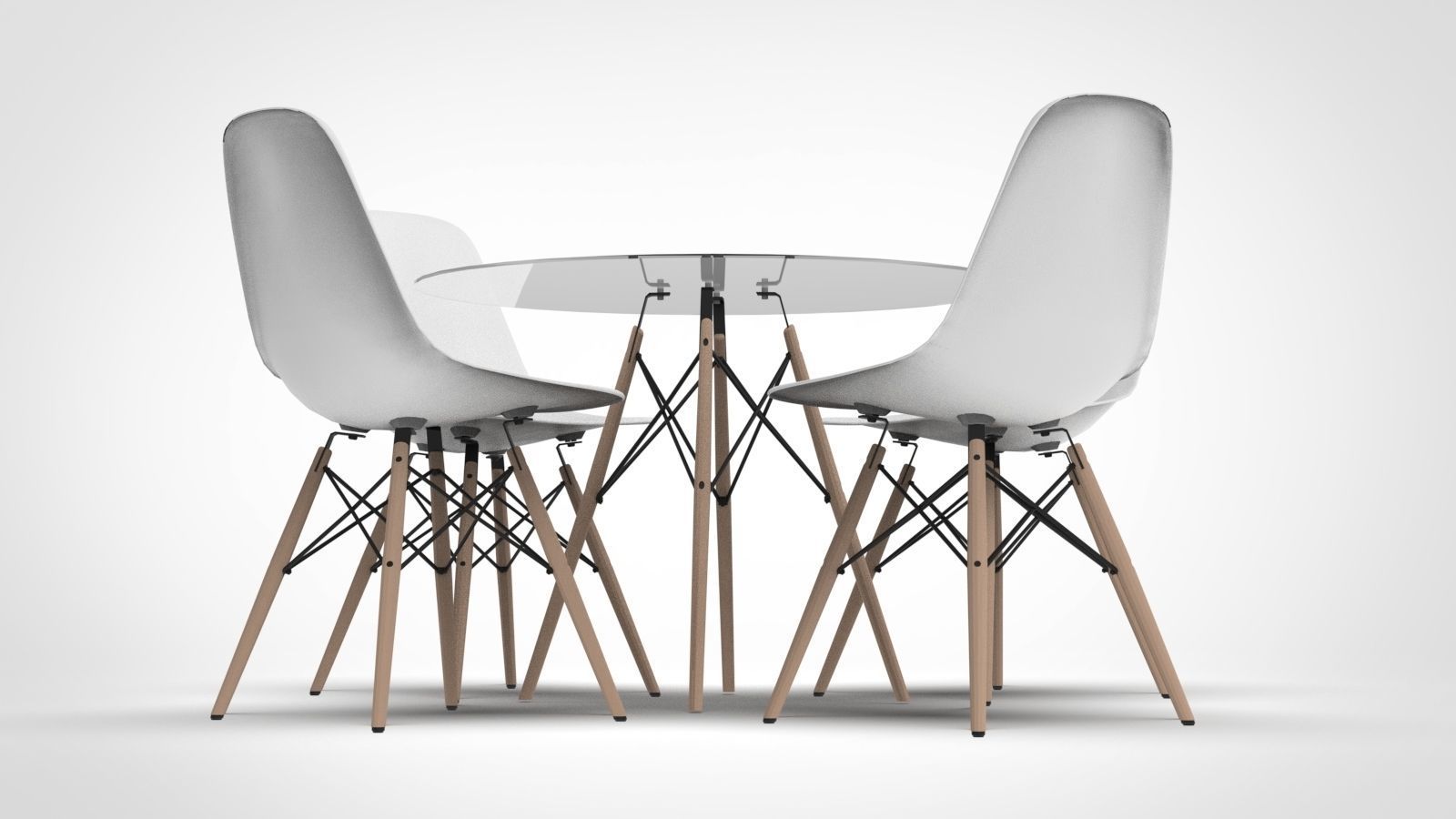 Eames chair DSW and Glass Table 3D model | CGTrader