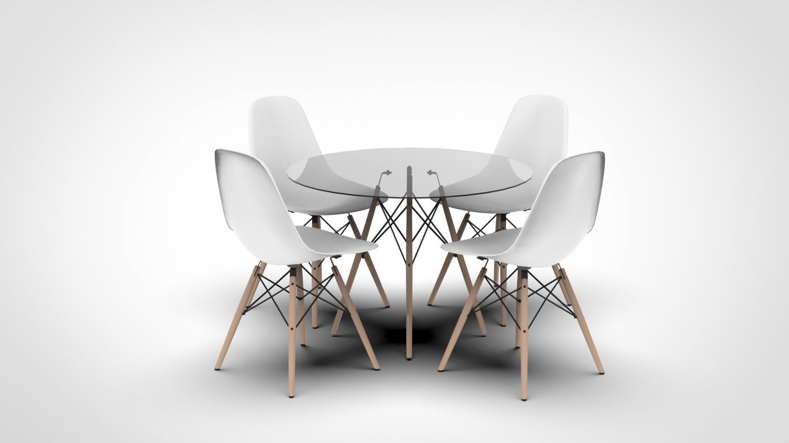 Eames chair DSW and Glass Table 3D model | CGTrader