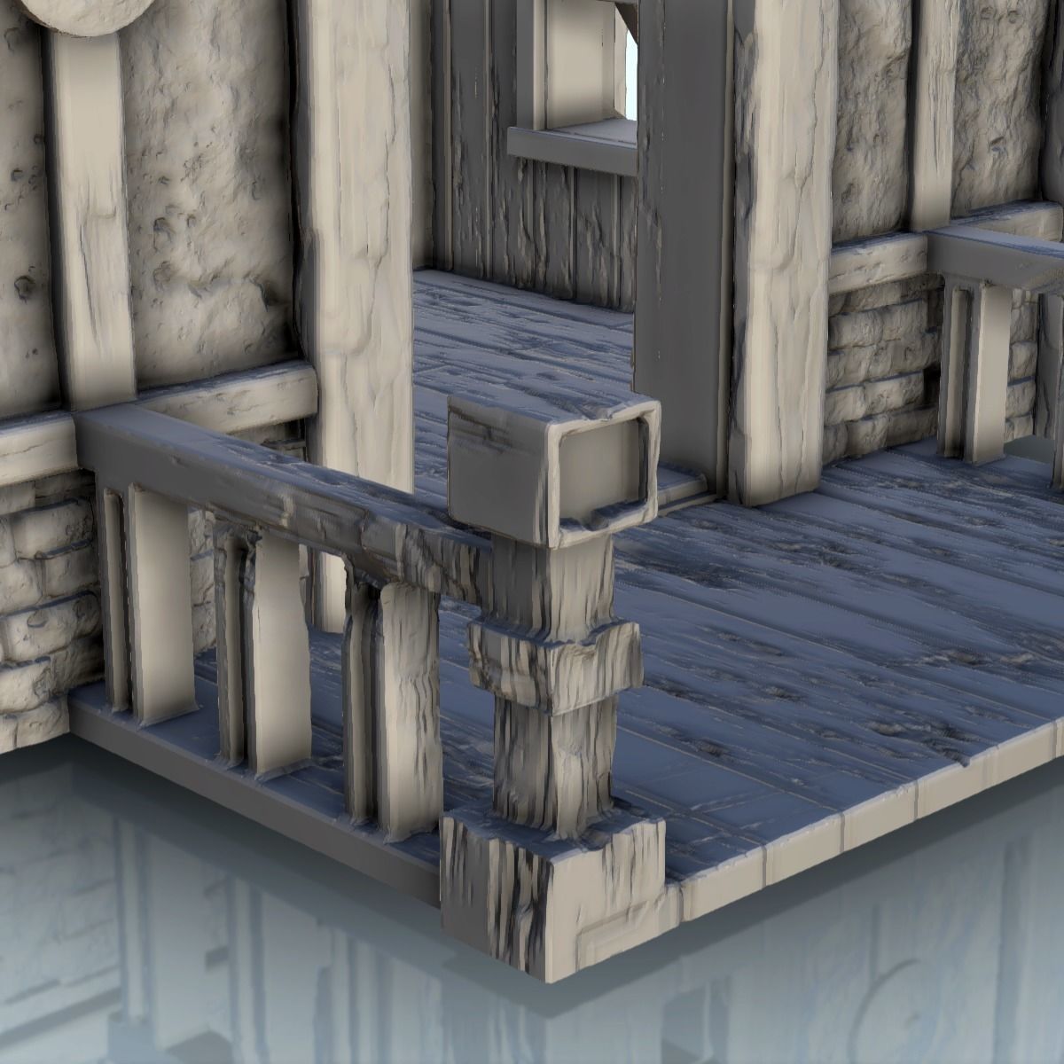 Large Viking building with double entrance and railings 5 3D model 3D ...