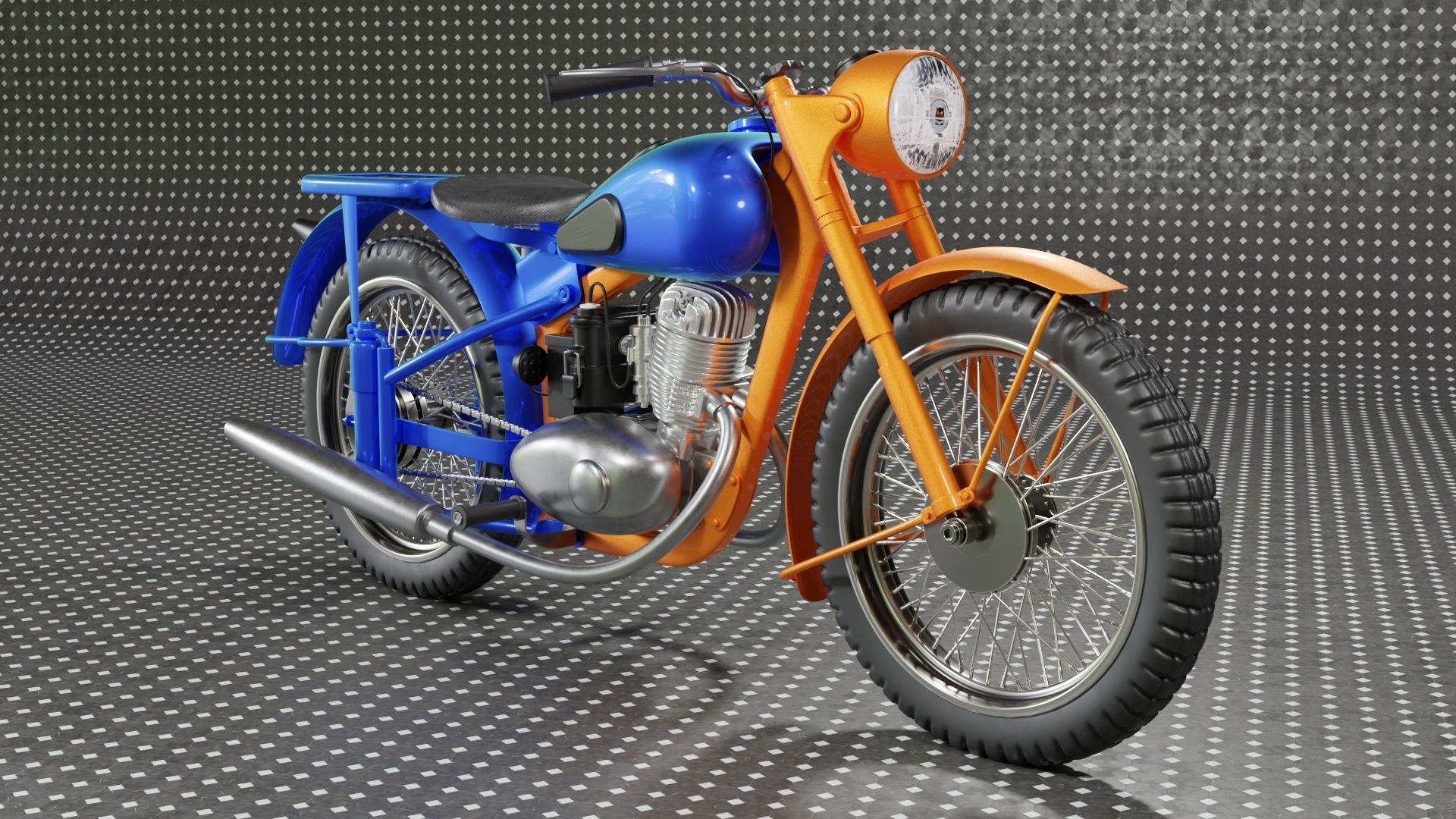 Bike-Motocycle orange and motorcycle 3D model | CGTrader