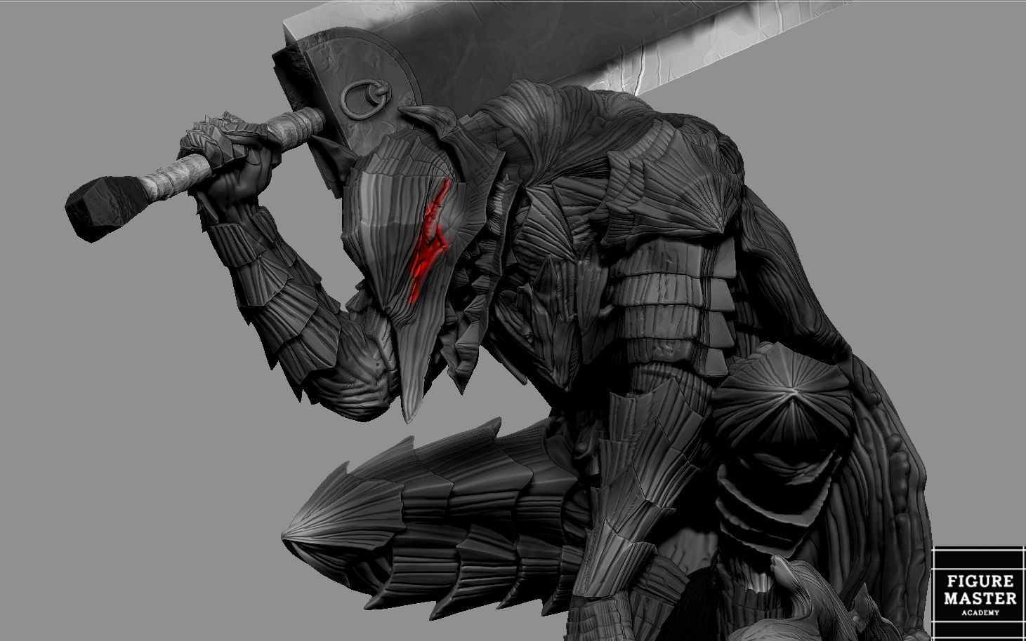 BERSERK GUTS ON EDGE FANTASY ANIME SWORD CHARACTER 3D model 3D ...