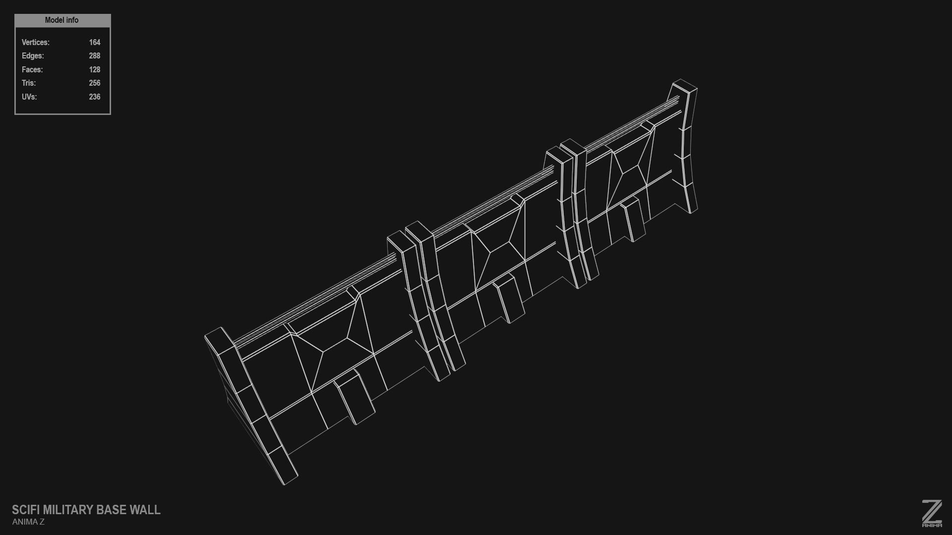 3D model Scifi militarybase wall VR / AR / low-poly | CGTrader