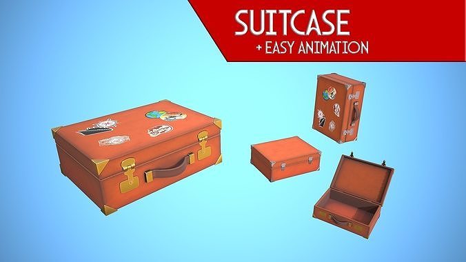 3D model SUITCASE TRAVEL ANIMATED CARTOON STYLIZED VR / AR / low-poly ...