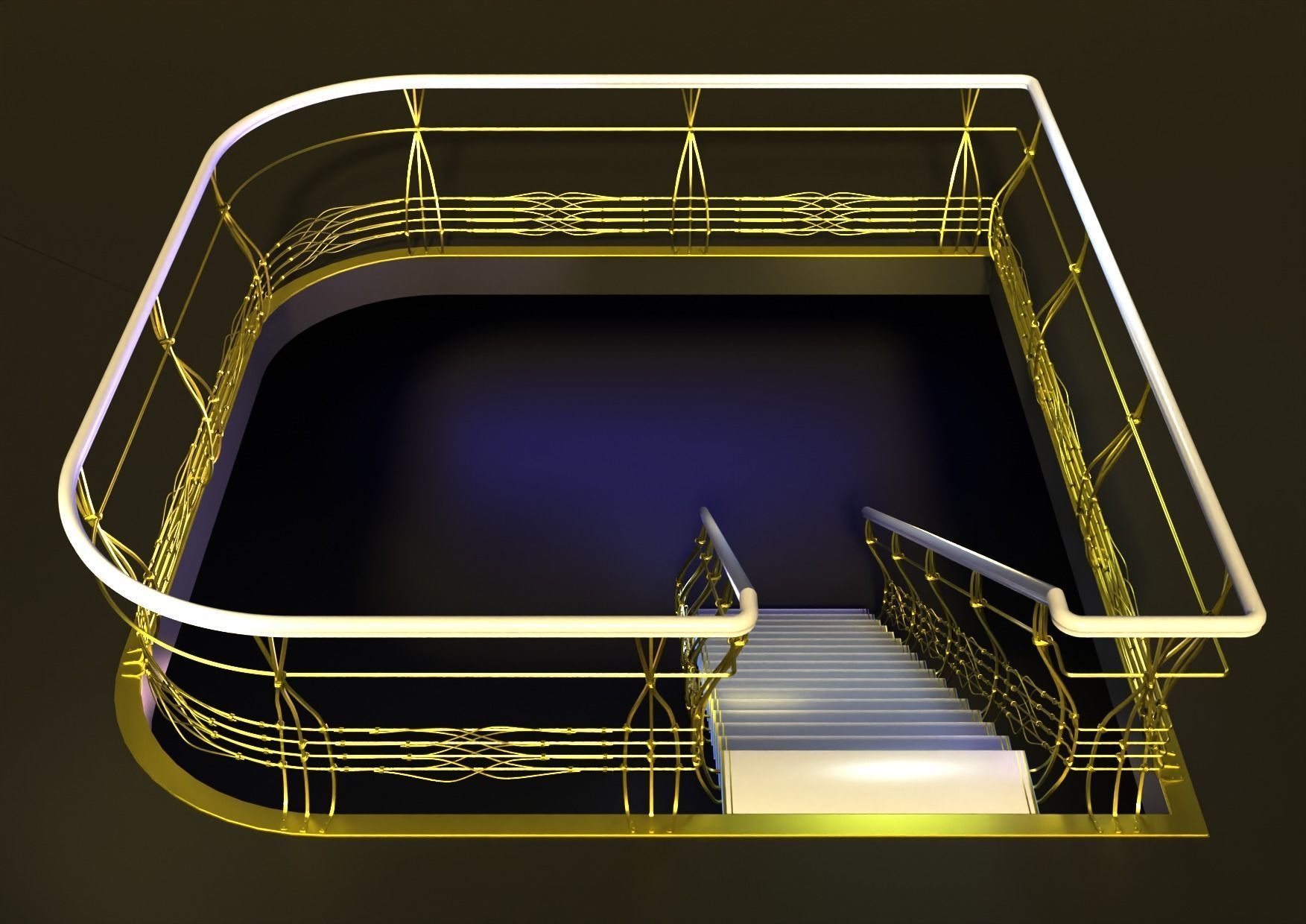 Ladder-gold stair railing - stair railing 3D model rigged | CGTrader
