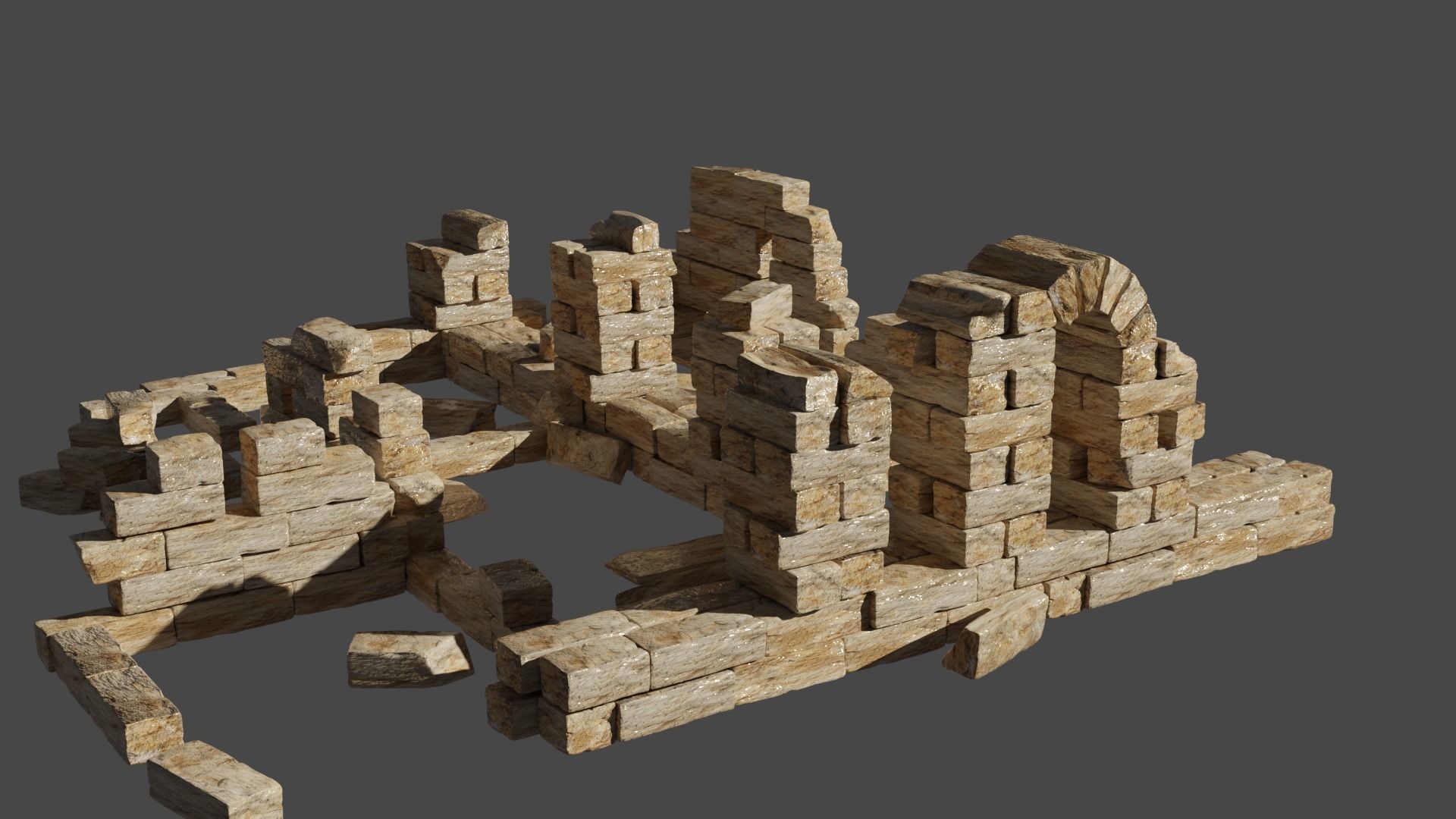 Ancient Medieval Ruins Kitbash 3D model | CGTrader