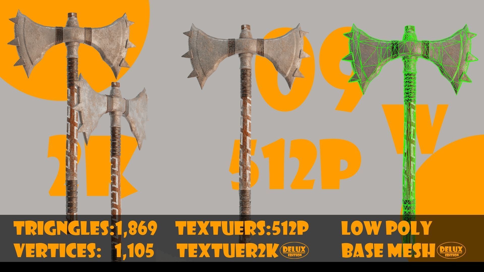 3D model Axe collection-game assets-vol 02 VR / AR / low-poly | CGTrader