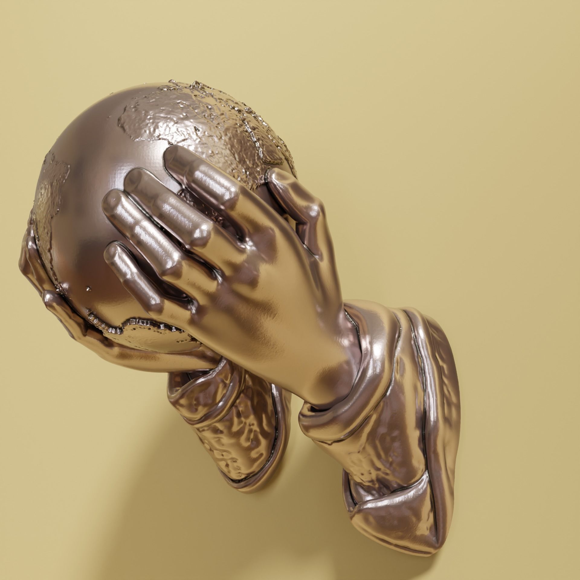 Hands holding earth sculpture 3D model 3D printable | CGTrader