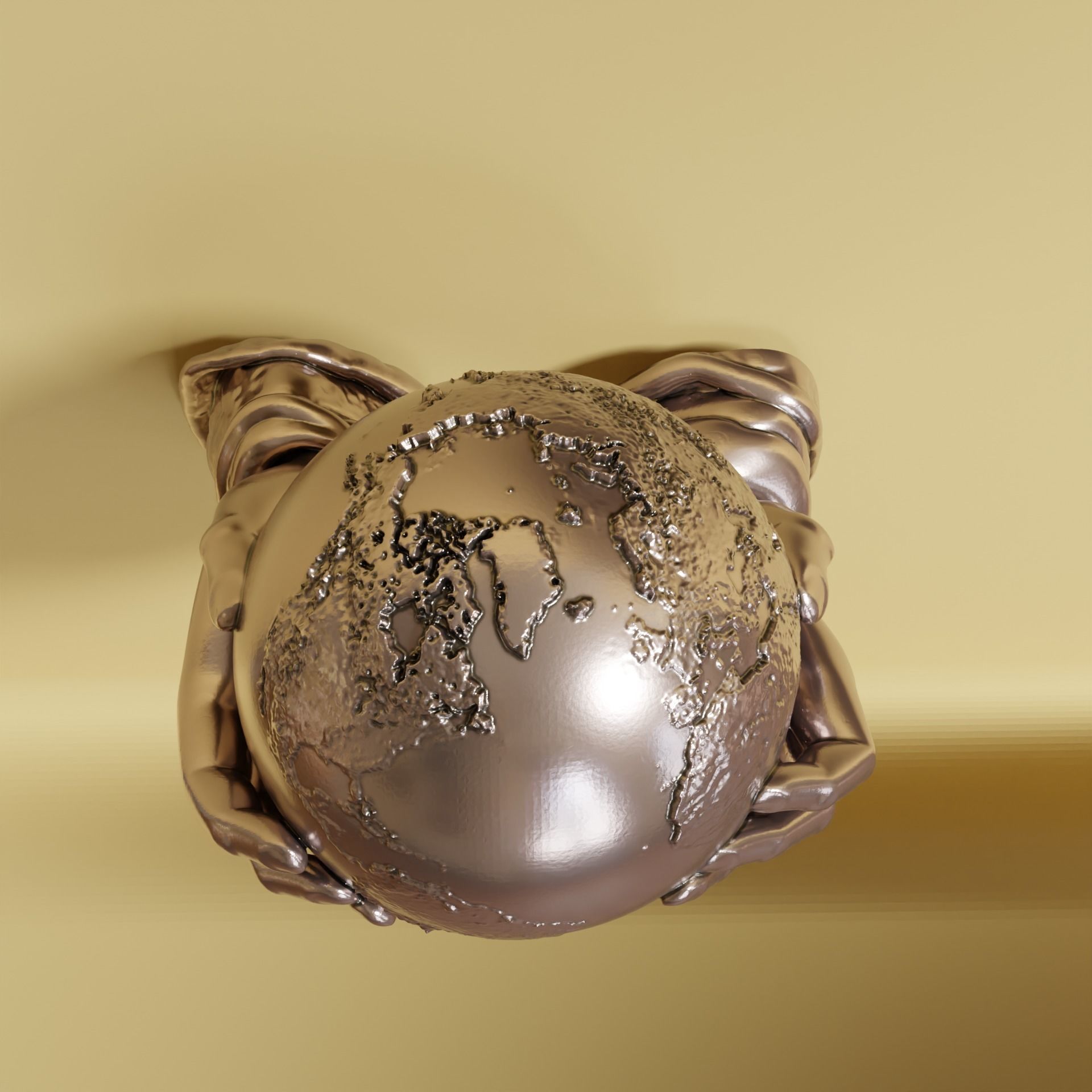 Hands holding earth sculpture 3D model 3D printable | CGTrader