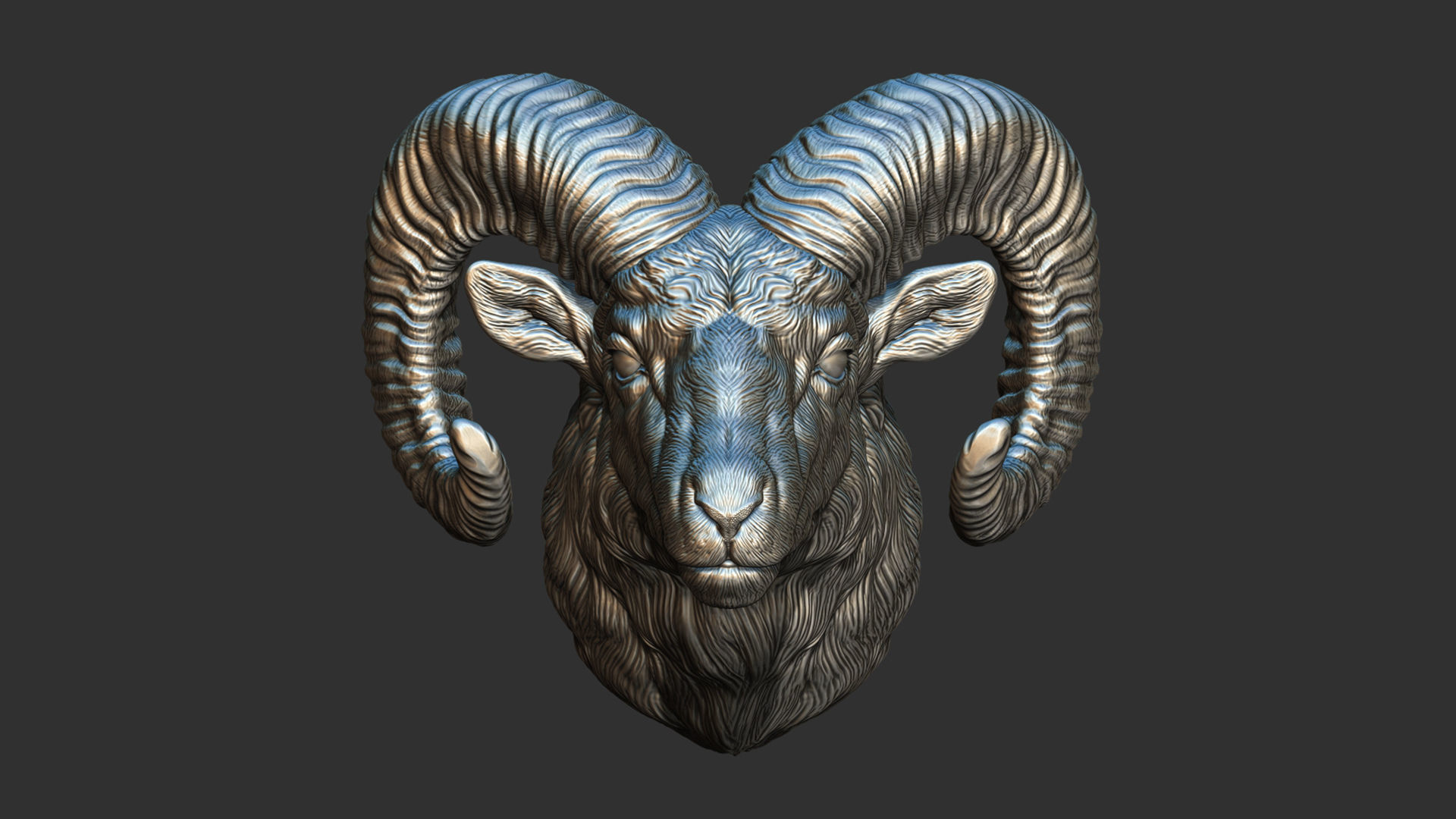 Big Horned Ram head 3D model 3D printable | CGTrader