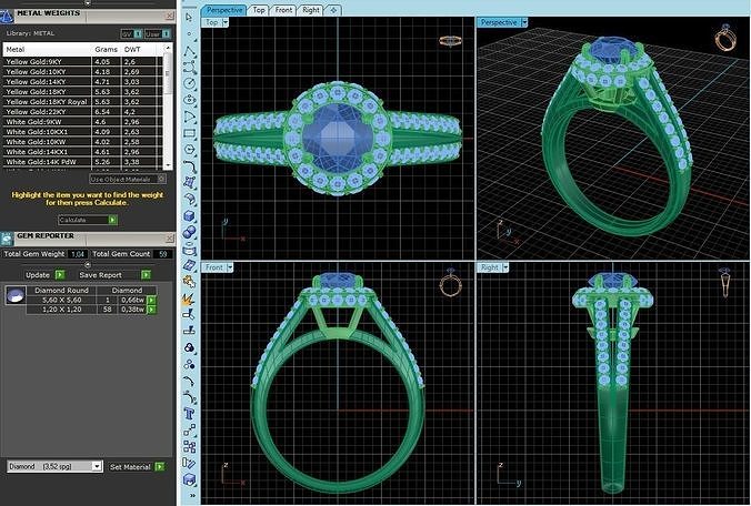 halo engagement ring 3D model 3D printable | CGTrader