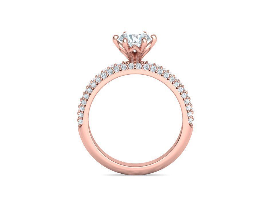Gianna Engagement 3-Row Diamond Ring 1ct stone 3dprint model 3D model 3D printable | CGTrader