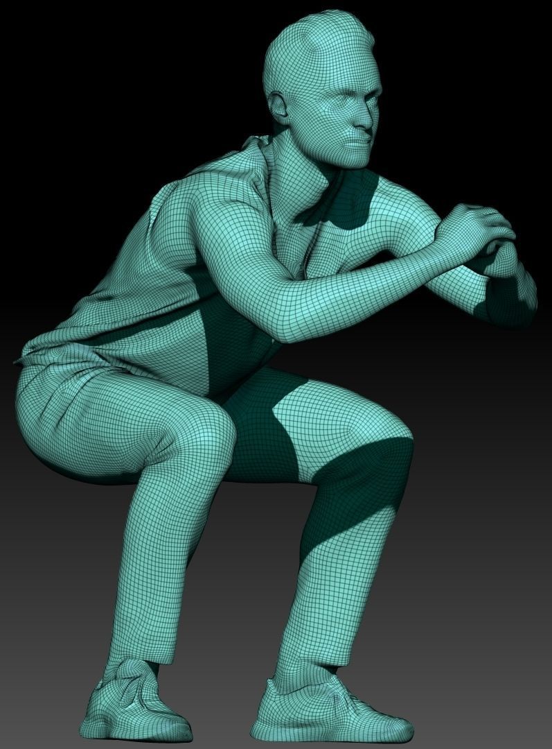 3D model Young man doing squats 393 VR / AR / low-poly | CGTrader