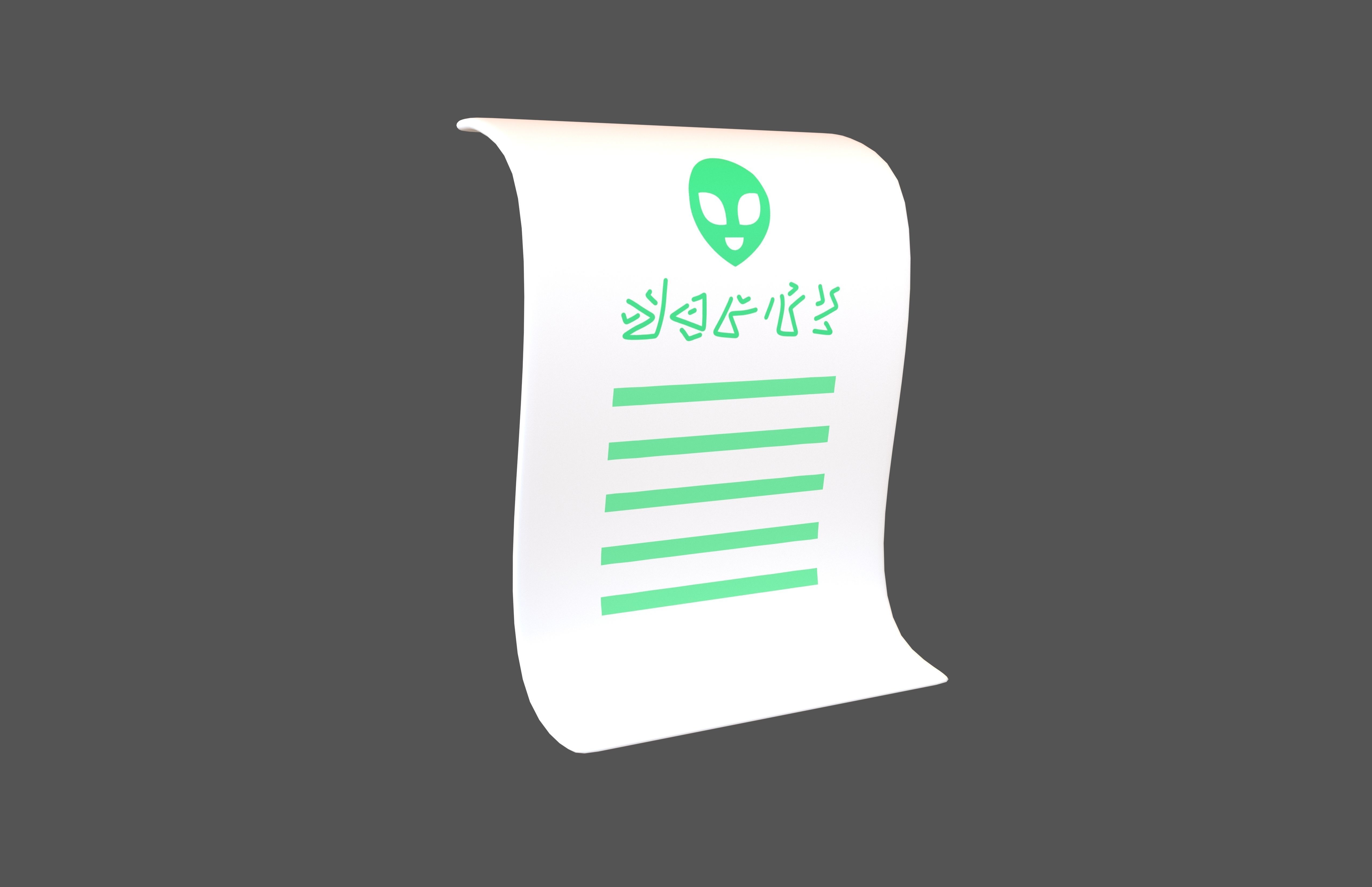3D model Cartoon Alien Document v1 001 VR / AR / low-poly | CGTrader