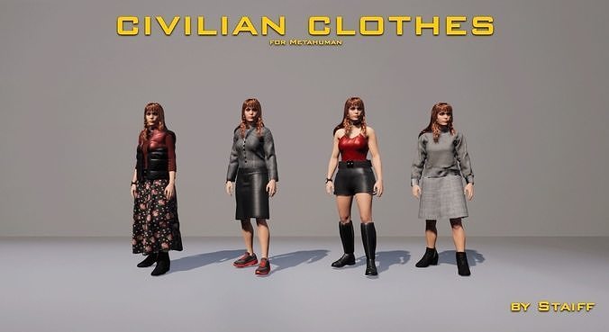 Civilian Clothes for Metahuman Female Character UE5 3D model animated ...