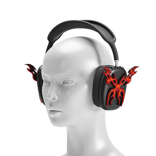 3D model Headphone Chrome Red Butterfly - Streetwear VR / AR / low-poly ...