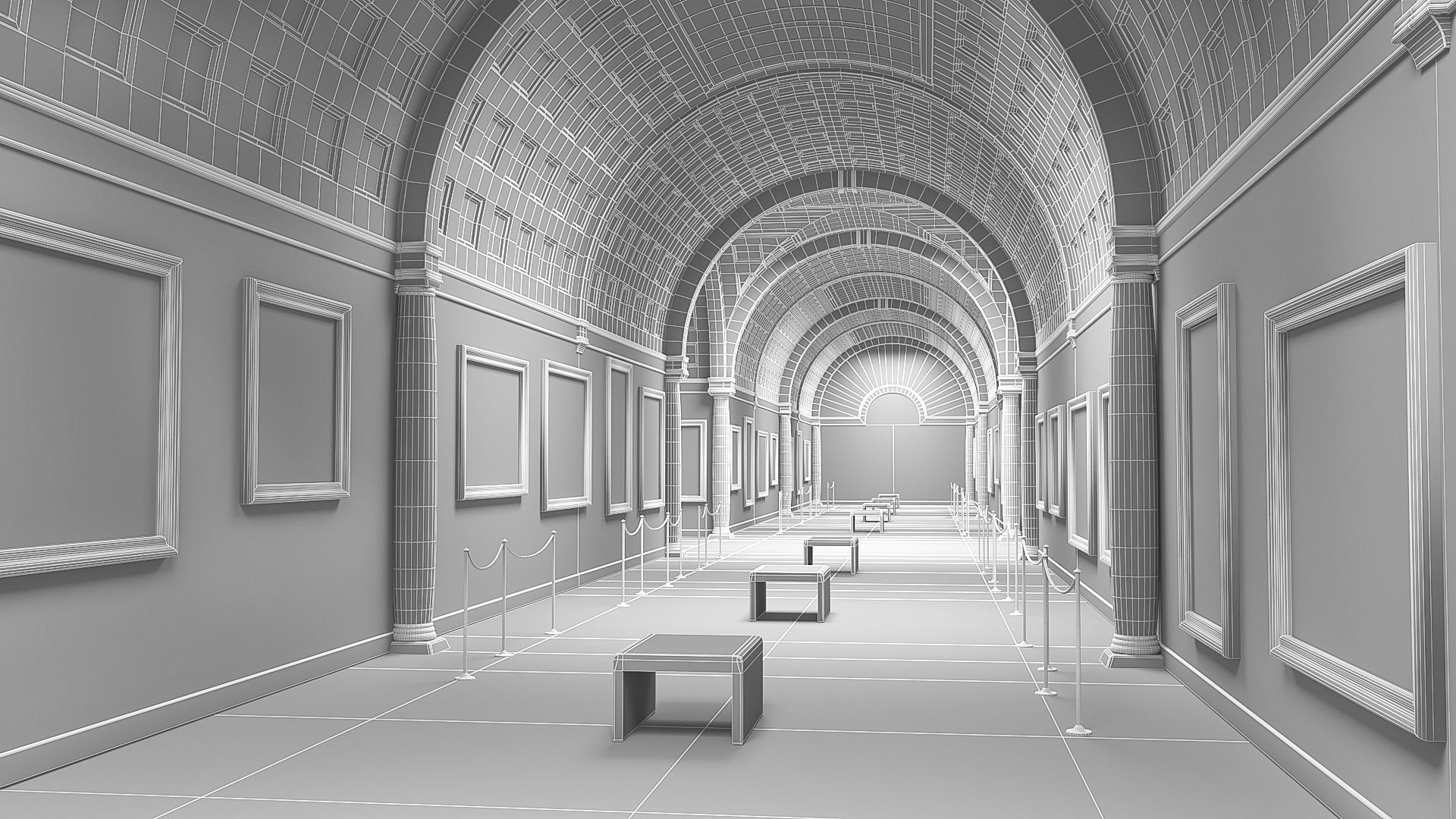 3D model Modular low poly museum VR / AR / low-poly | CGTrader