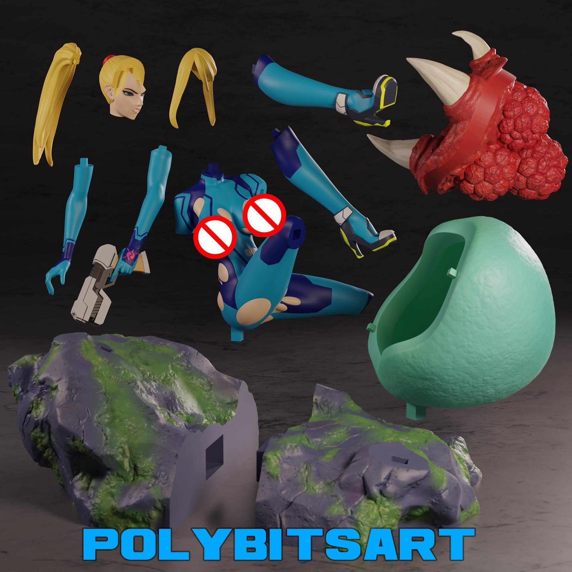 Metroid Samus Aran Figure 3D model 3D printable | CGTrader