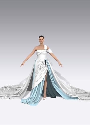 baby blue dress color block look modern chic 3D model | CGTrader