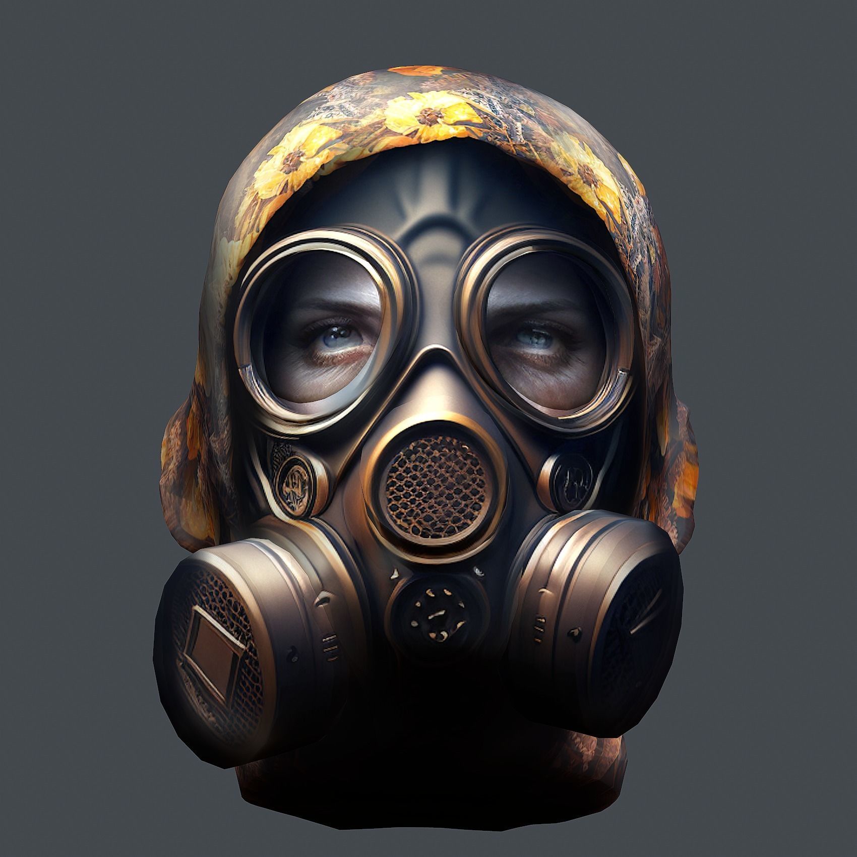 3D model Gas mask helmet 3d model military combat Low-poly 3D model VR ...