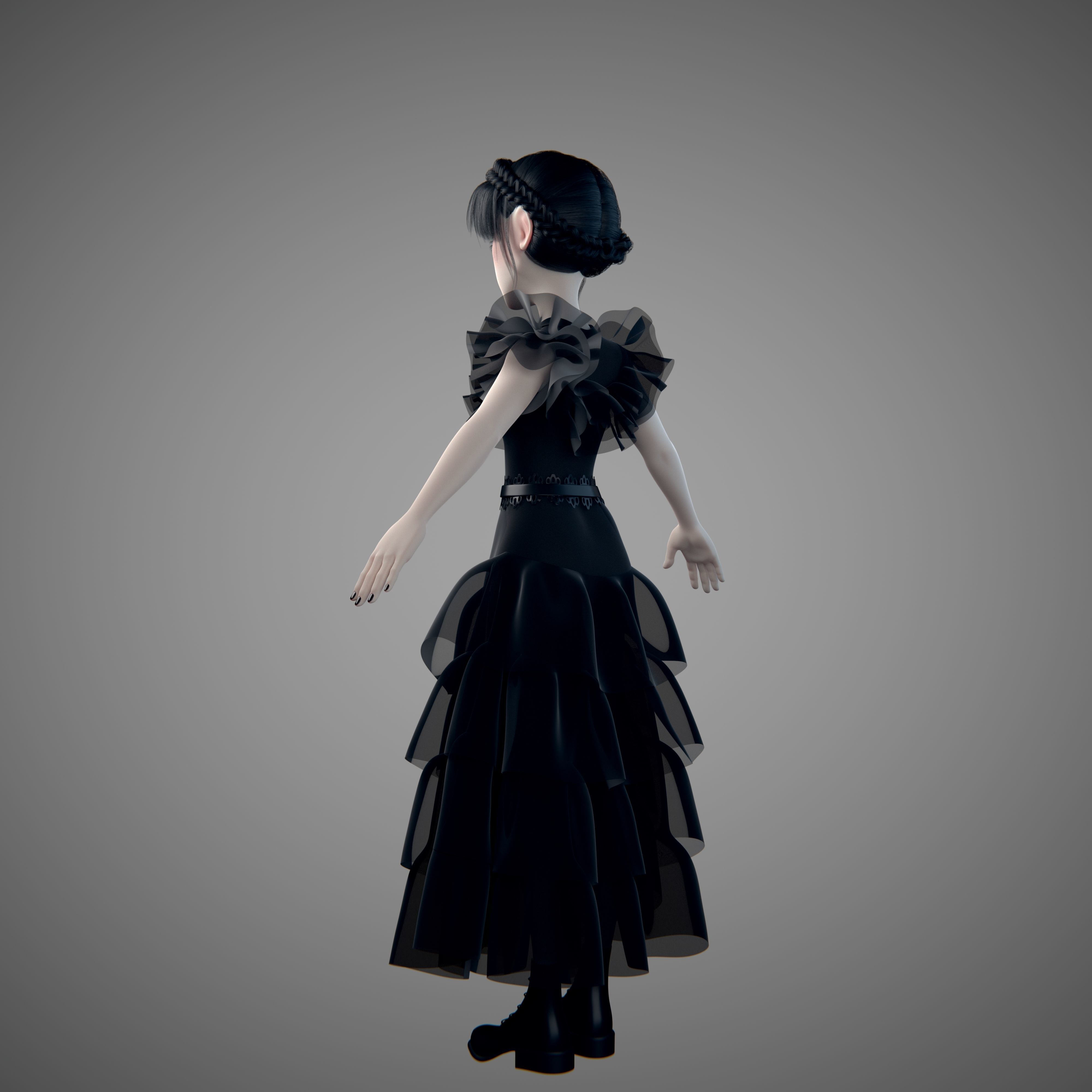 3D model Wednesday Addams v2 - Rigged 3D Character Low-poly 3D model VR ...