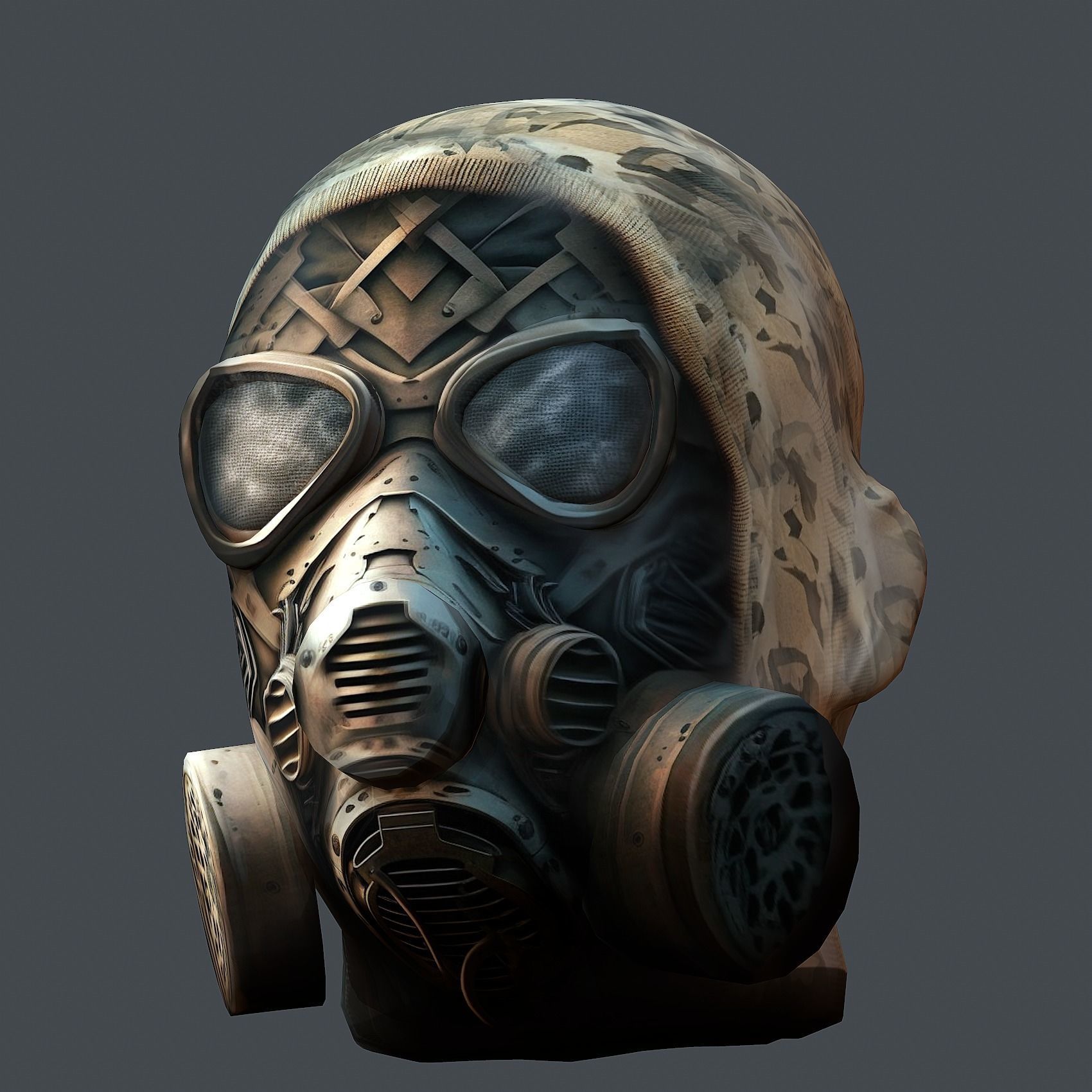 3D model Gas mask helmet 3d model military combat Low-poly 3D model VR ...
