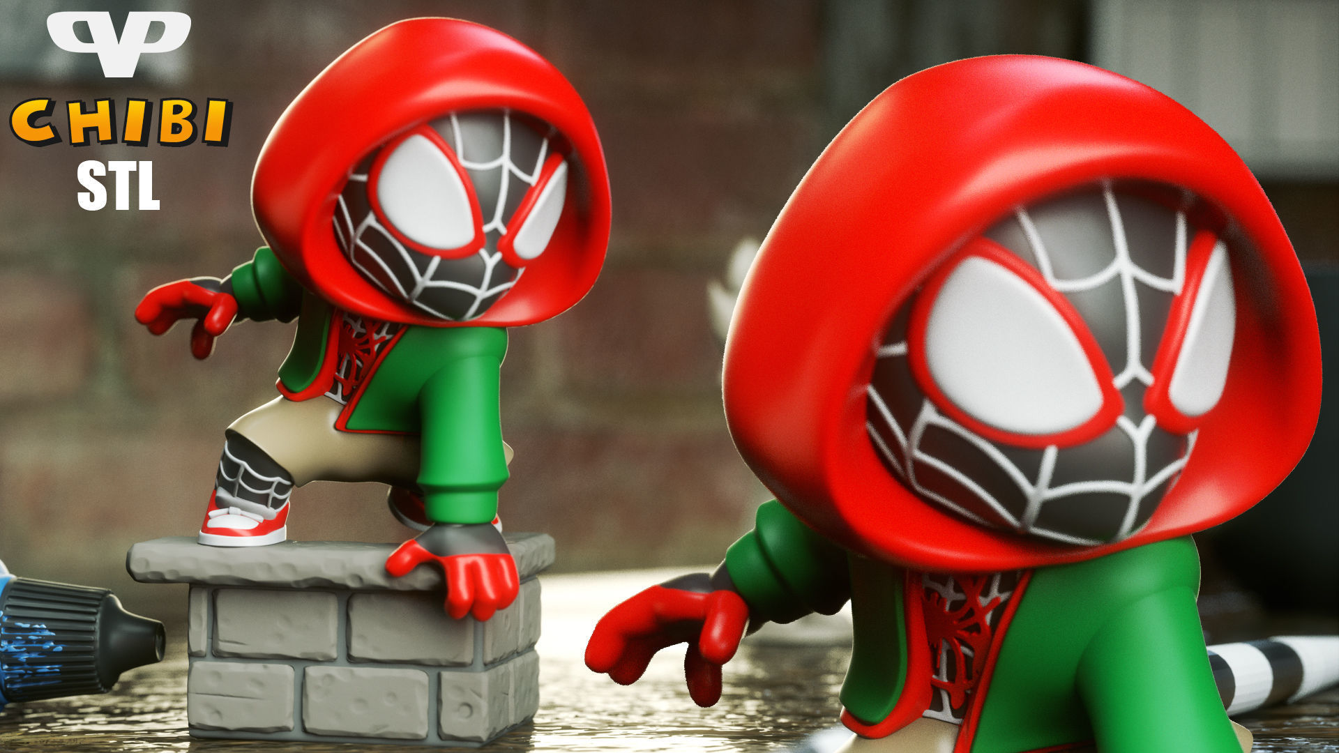 Spider-Man Miles Morales Chibi STL for 3D Printing ChibiSTL 3DXM 3D ...